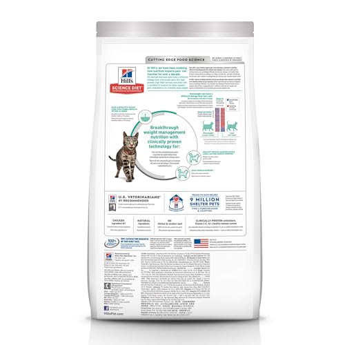 Hill's Science Diet Perfect Weight, Adult 1-6, Weight Management Support, Dry Cat Food, Chicken Recipe, 15 lb Bag