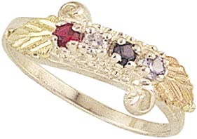 Mt.Rushmore Black Hills Gold Mothers Ring in Sterling Silver, 2.5MM Genuine Birthstones. Customizable with 2,3,4,5 or 6 Birthstones