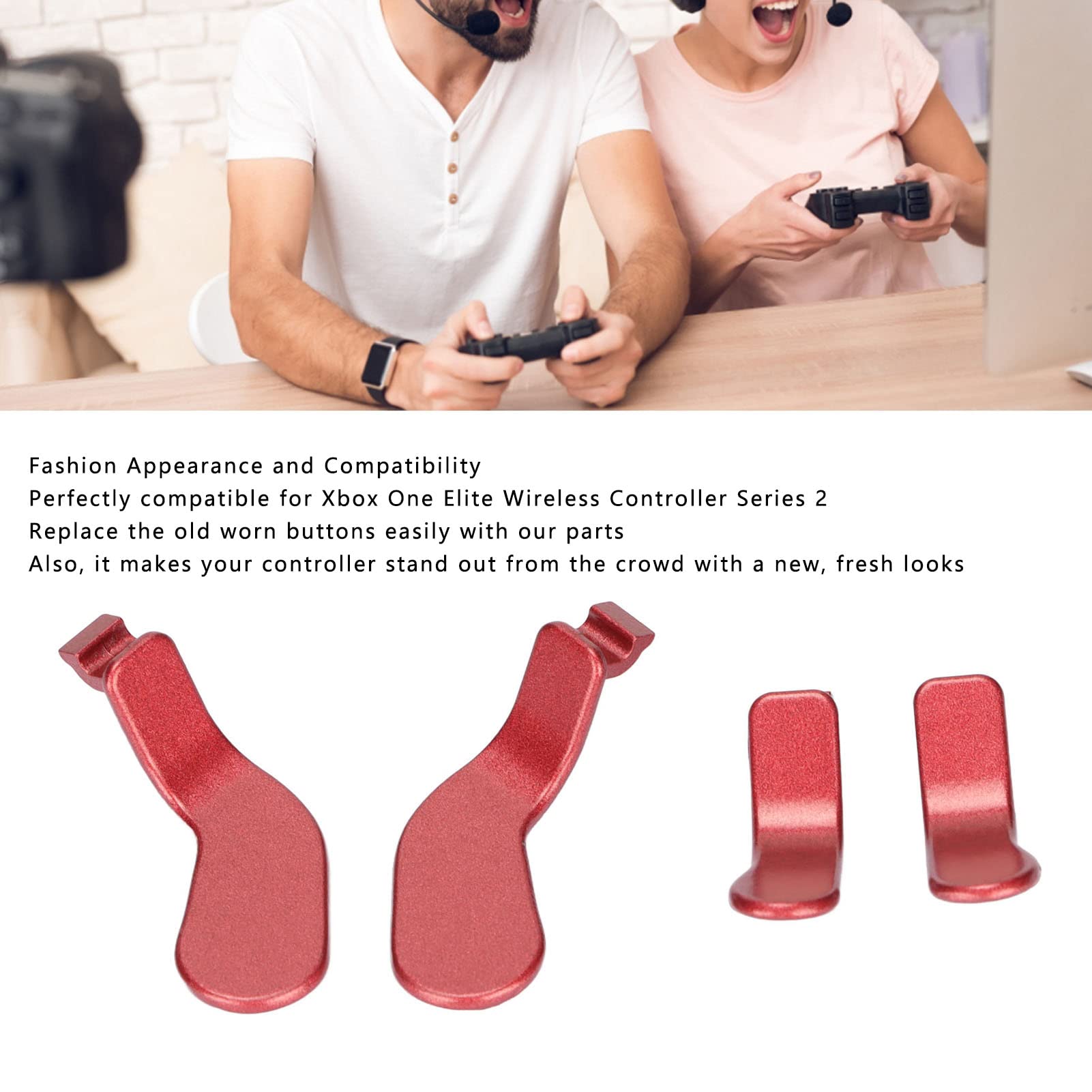 Metal Paddles, Stainless Steel Fashion Appearance Interchangeable Paddles Red 4pcs Easy To Replace for Xbox One Elite Series 2