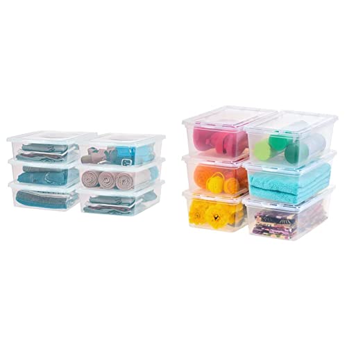 IRIS USA 28 Qt and 6 Qt Plastic Storage Bins with Lids (6-Pack)