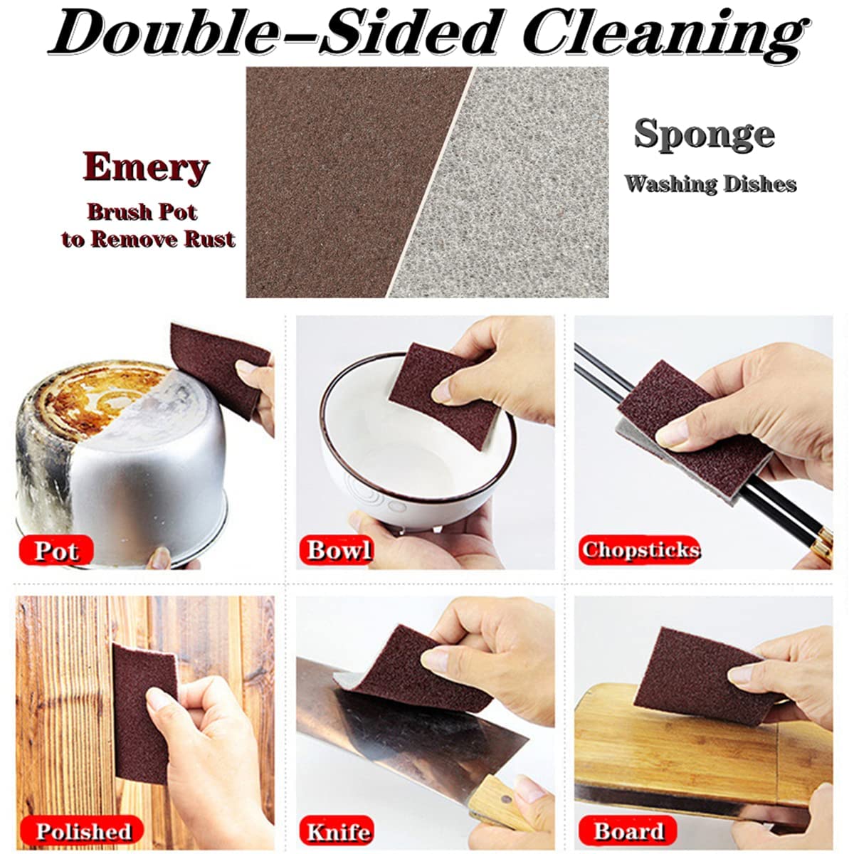 JCKHXG 5 Pack Nano Carborundum Sponge, Emery Sponge Brush Eraser Scrub, Kitchen Magic Cleaning Sponge for Removing Rust Cleaning Pots and Pans, 2022 New Household Stainless Steel Cleaning Tool