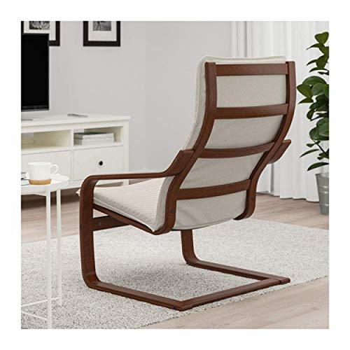 IKEA Poang Armchair, Polyester, Medium Brown Knisa Light Beige 392.408.10
