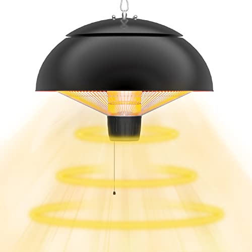 Patio Hanging Heater, Ceiling Mounted Heater, 1500W Outdoor/Indoor Waterproof Electric infrared Hanging Heater with 2 Modes Power (600W/1500W)