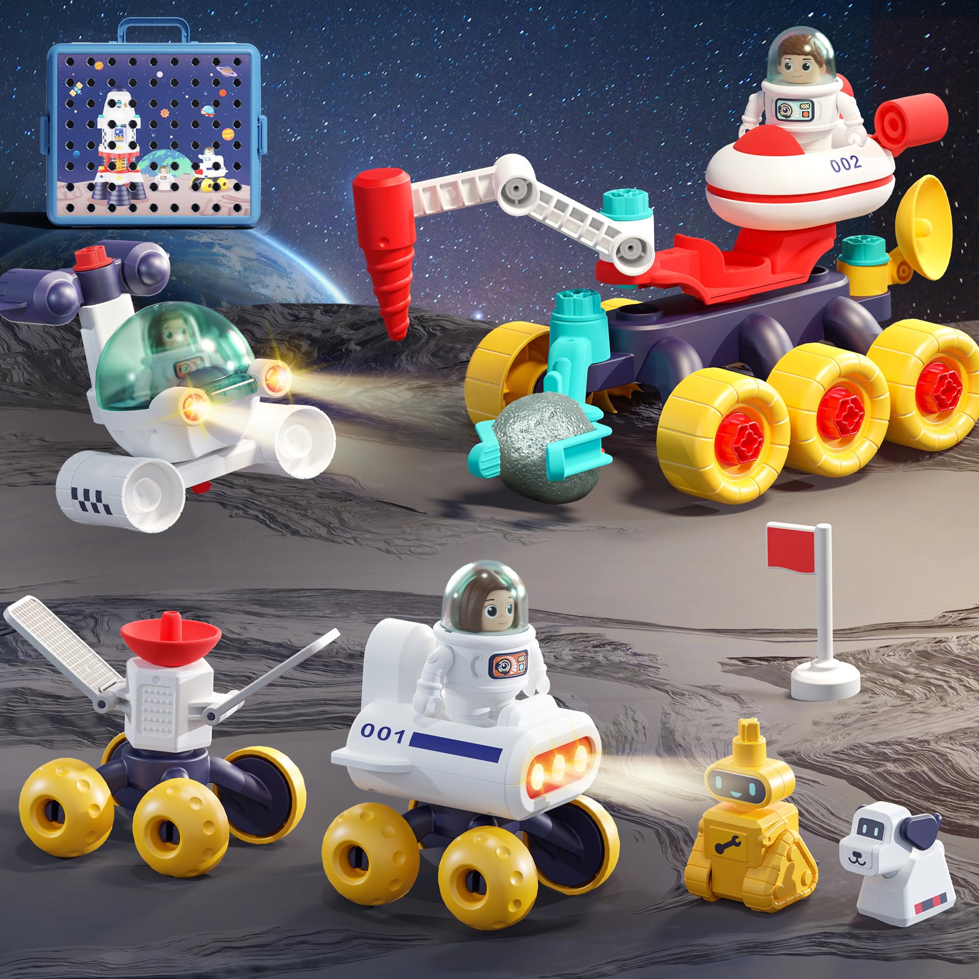 iPlay, iLearn Space Toys Spaceship for Kids 3-5, Boys Space Shuttles W/ Astronauts Robots, Outer Space Building Set, Universe Adventure STEM Science Kit, Learning Gift for 4 6 7 8 Years Old Girl Child
