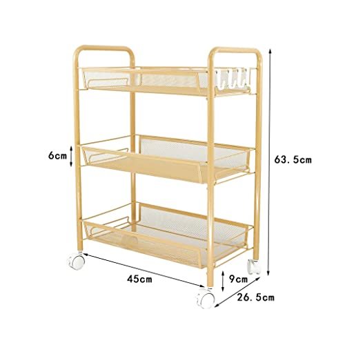 KFJBX Kitchen Bathroom Bathroom Shelf Metal Trolley with Wheels Three-Layer Storage Rack Hook Trolley (Color : D, Size : 1)