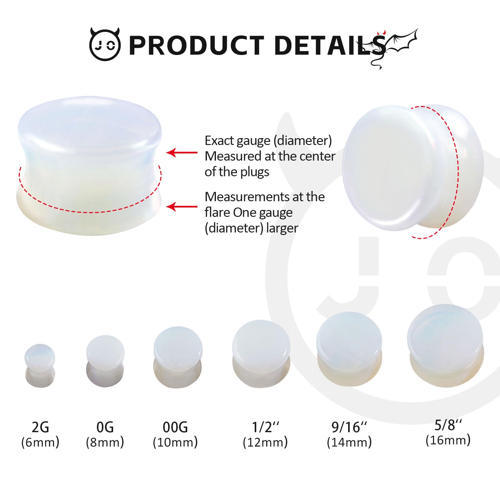 JOYTOYOU 8 Pairs Ear Tunnels Ear Plugs Silicone & Stone Ear Gauges Double Flare Soft Silicone Ear Expander Stretchers Piercing Jewelry 2G 6MMM