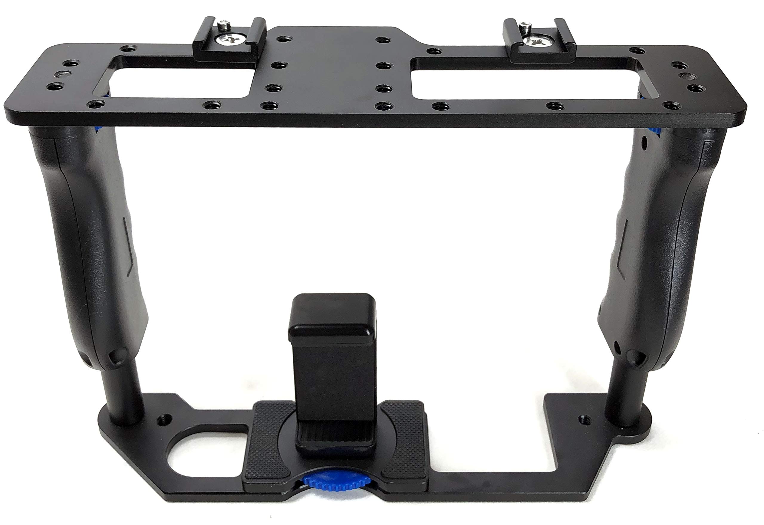 iShot Pro Universal Smartphone Premium Aluminum Video Rig Camera Tripod Mount Holder Stabilizer Handle Cage - Compatible with iPhone Samsung Android Google Sony GoPro Camcorder DSLR LED Mic and More