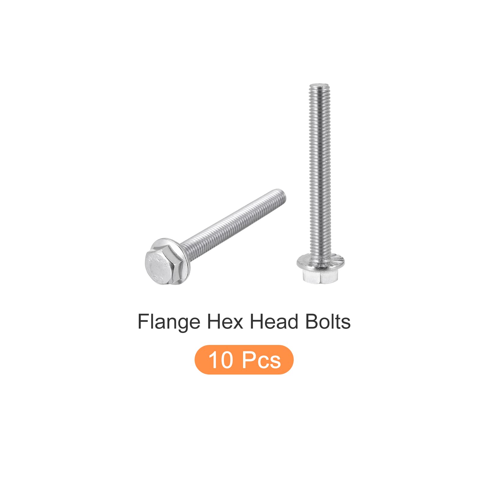 METALLIXITY Flange Hex Head Bolts (M8x70mm) 10pcs, Hexagon Bolt Fully Thread Screw - for House Construction Hardware Fasteners