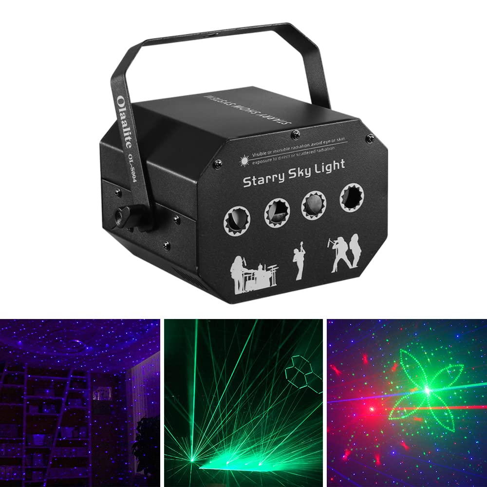 Laser Lights DJ Lights, Olaalite RGB Starry Sky Party Laser Stage Light, Disco Club Pattern Light with Sound Activated & DMX Control, Perfect for Wedding Party Disco Stage & DJ Lighting