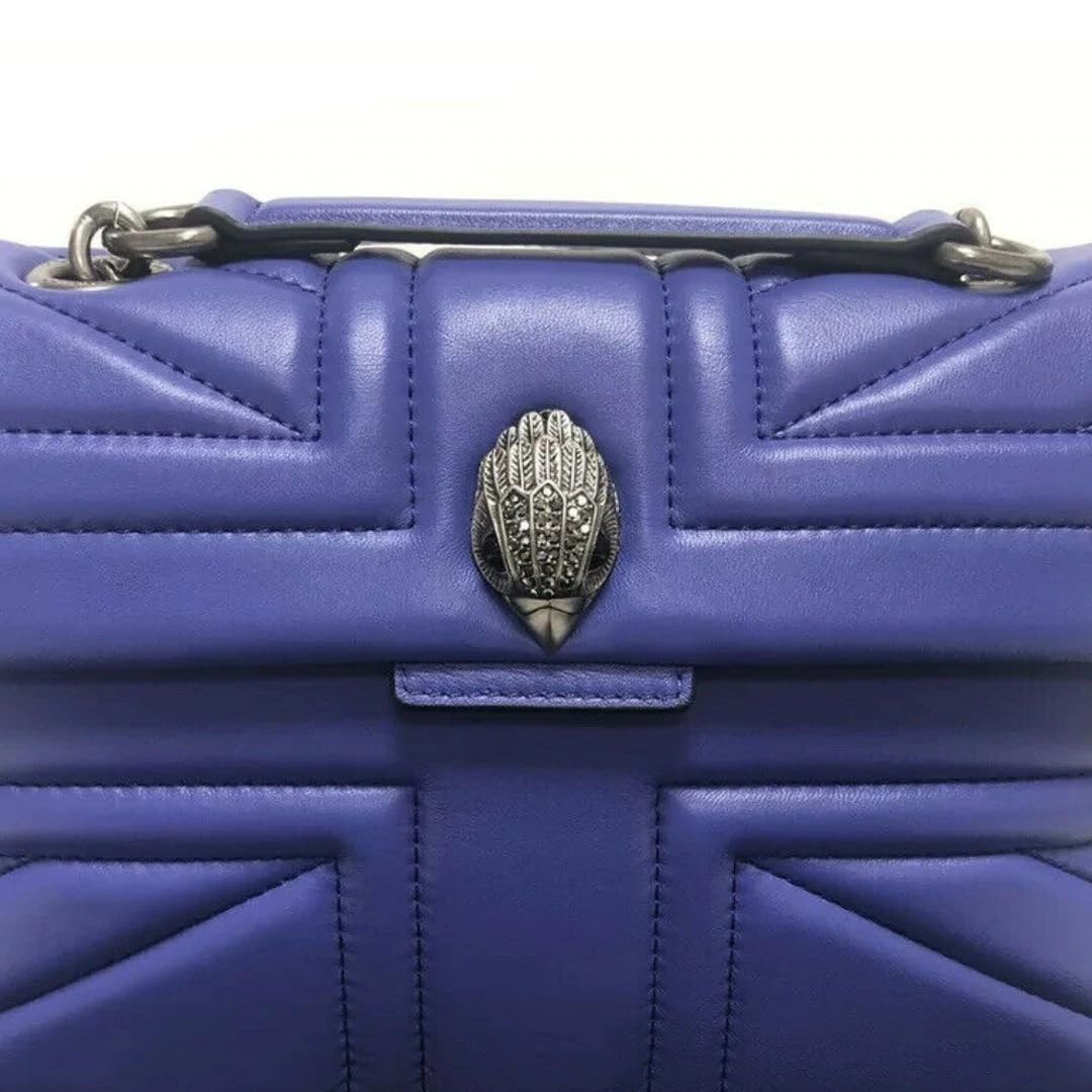 Kurt Geiger Large Kensington Crossbody Womens Purple Union Jack Quilted Leather