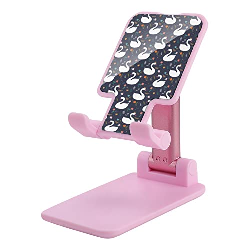 While Swan Foldable Desktop Cell Phone Holder Portable Adjustable Stand for Travel Desk Accessories