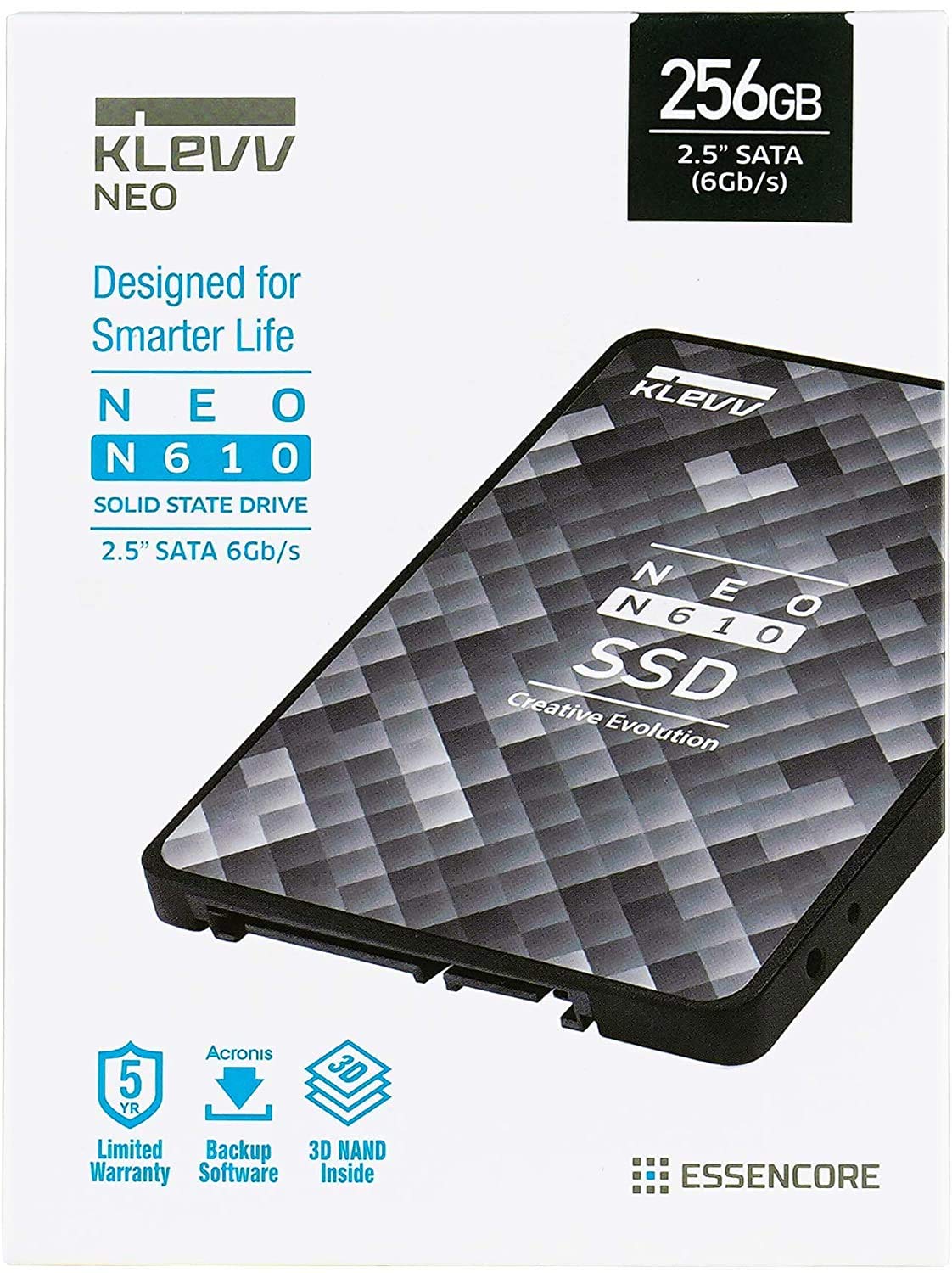KLEVV NEO N610 SSD 2.5 Inch SATA 3 6Gb/s 512GB 3D TLC NAND R/W Up to 560MB/s & 520MB/s Internal Solid State Drive (K512GSSDS3-N61)