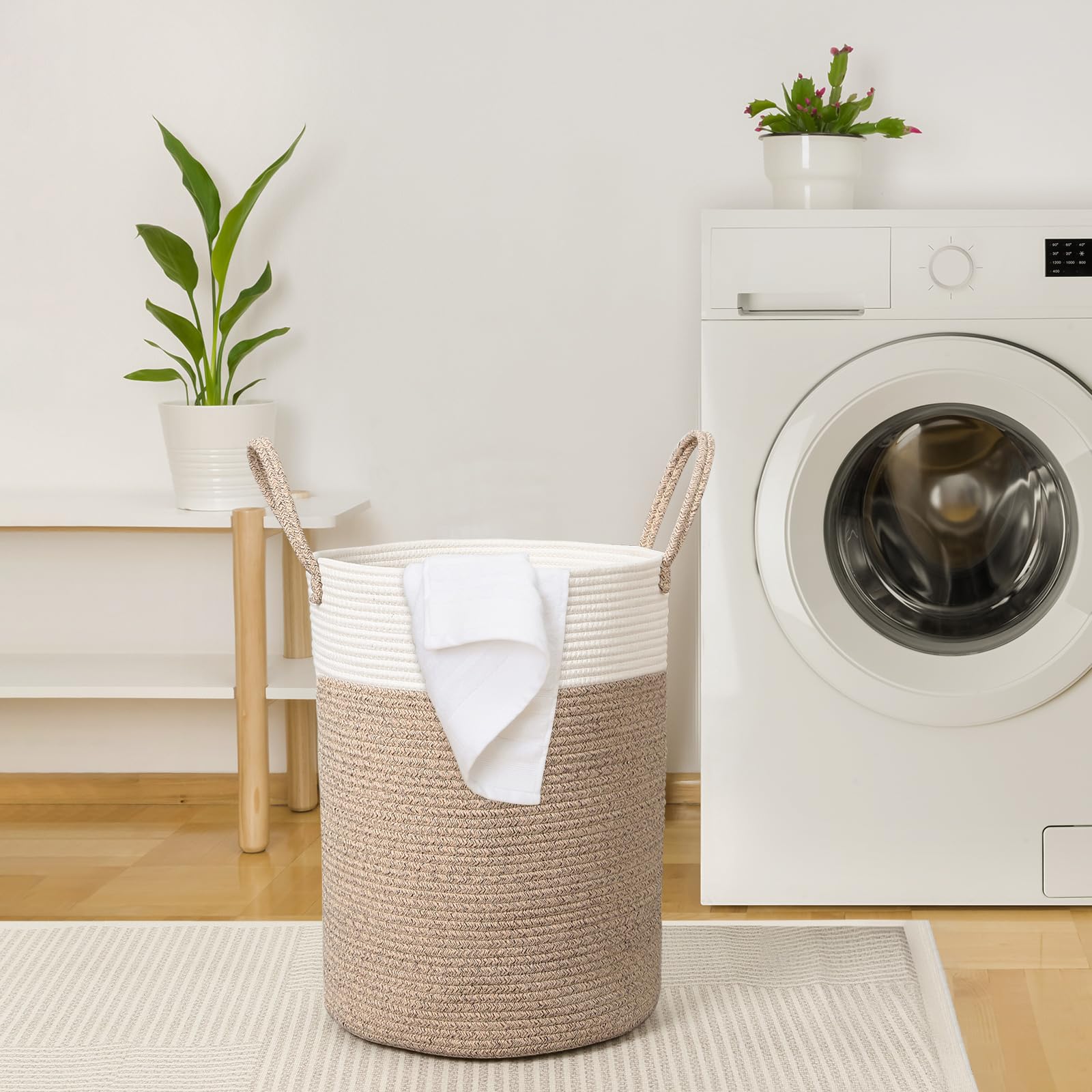 Woven Laundry Basket Laundry Hamper for Bedroom, Dirty Clothes Hamper Tall Basket, Boho Laundry Basket Nursery Hamper, 58l Large Laundry Hamper Dirty Clothes Basket Clothes Hampers for Laundry Blanket