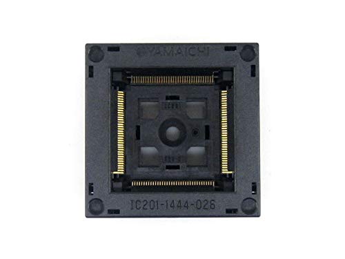 QFP144 Coverless Programming Adapter Socket/Burning Socket/IC Test Socket IC201-1444-026, 144-Pin, 0.5mm Pitch, IC Test Burn-in Socket, Applied to QFP144, TQFP144, FQFP144, PQFP144 Packages.