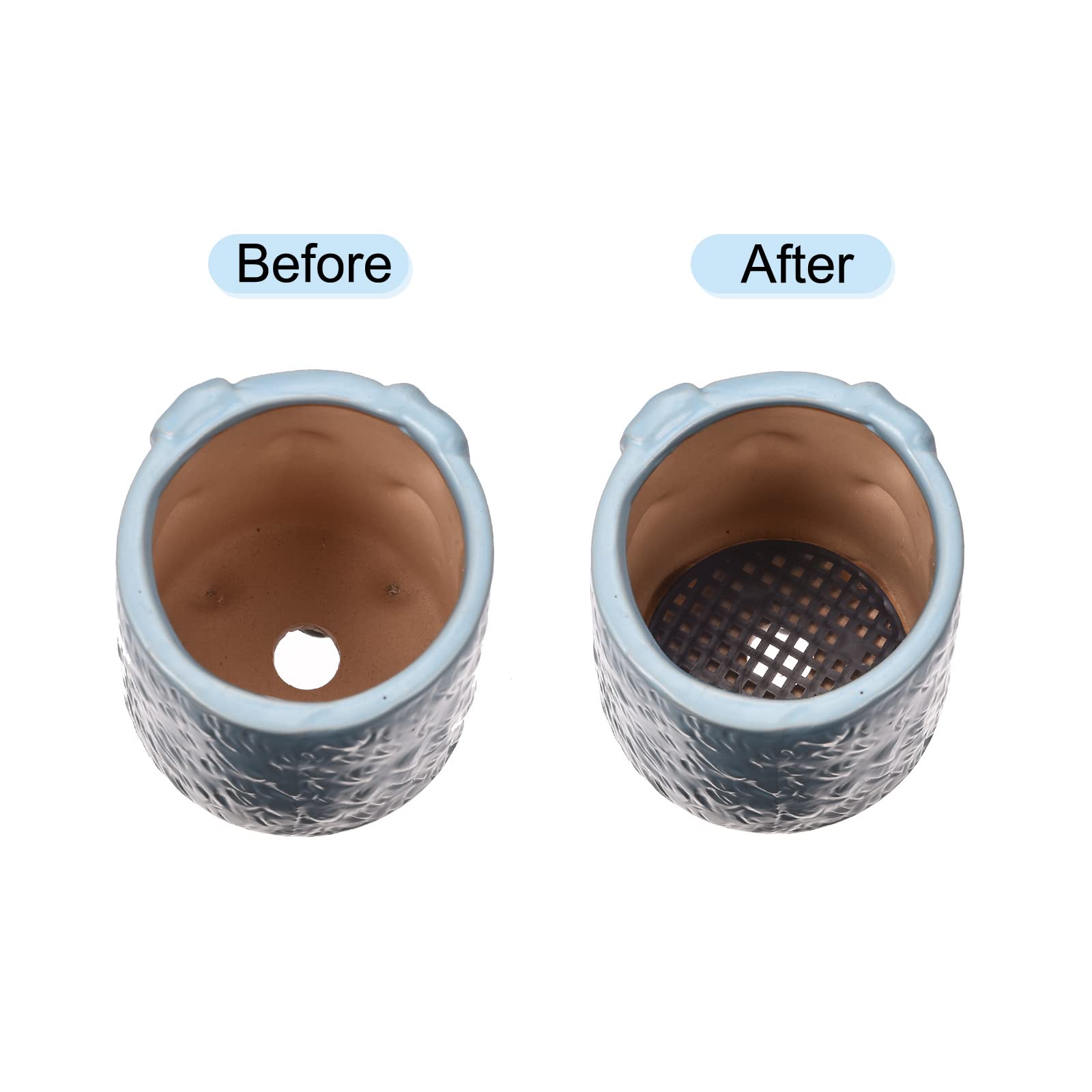 MECCANIXITY 5 Pcs Flower Pot Hole Mesh Pad 11.8x3.9" Invisible Rigid Plastic Bottom Grid Drainage Screens Prevent Soil Loss for Plant Containers, Bonsai (Black)