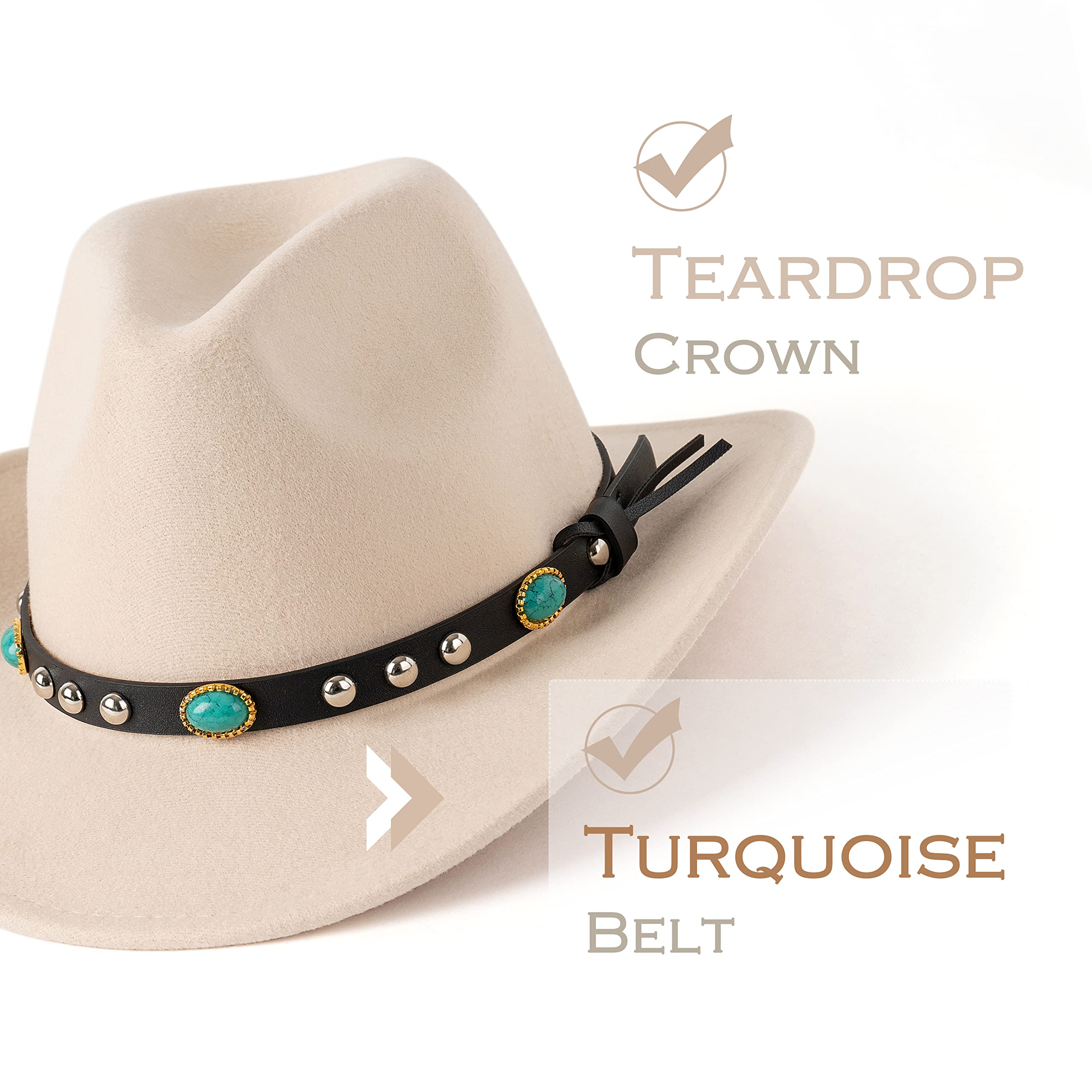 Lisianthus Men & Women Two Tone Western Cowboy Cowgirl Hats Coffee & Khaki