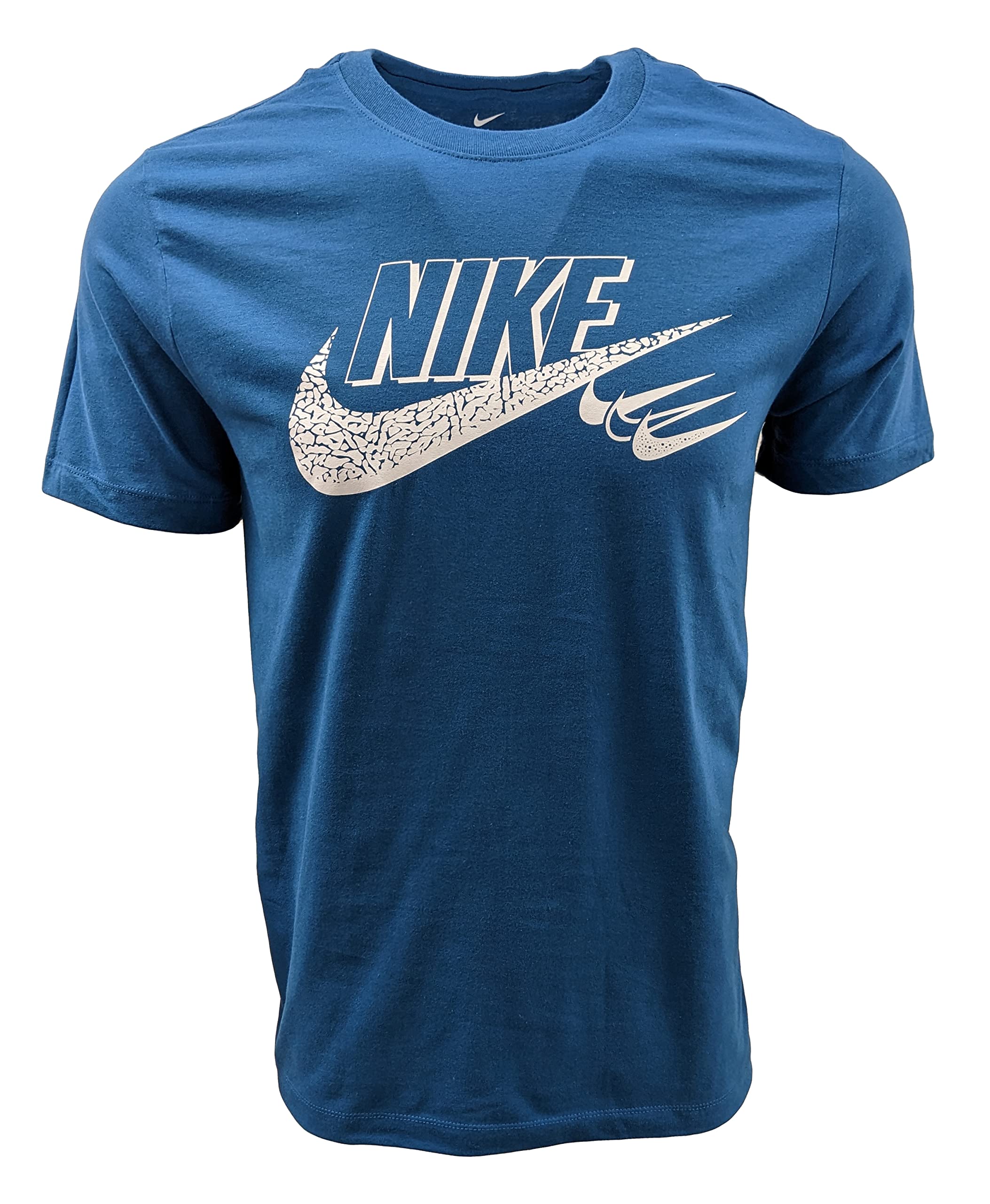 Nike Sportswear Mens Graphic T Shirt (X-Large, Blue (White Pebbles Logo))