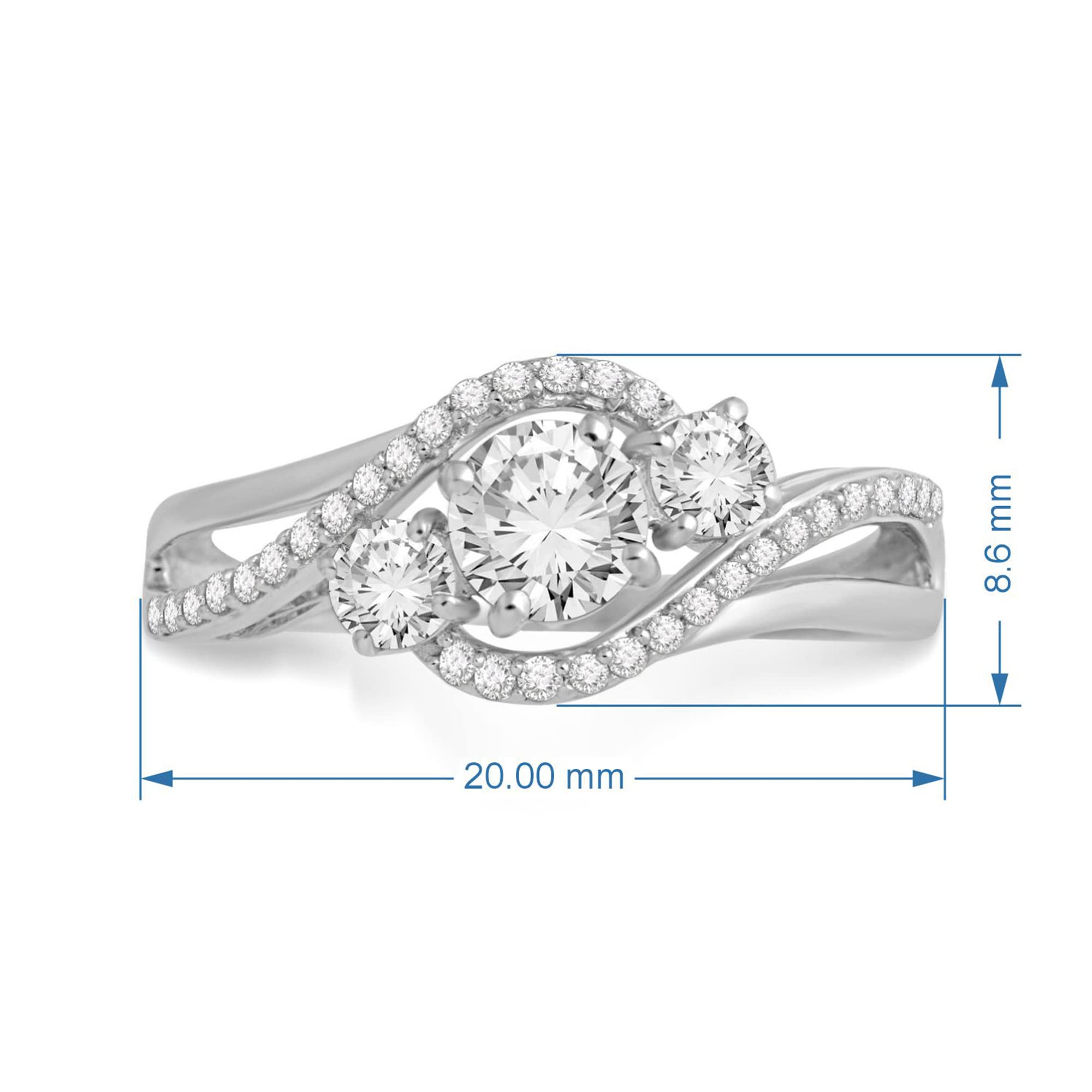 Jewelili Sterling Silver 5 MM Round Created White Sapphire Ring, Size 7