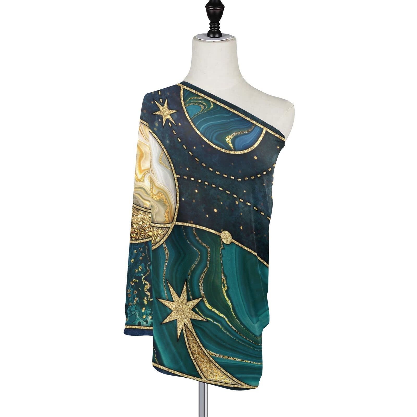Nursing Cover Breastfeeding Scarf Cosmic Galaxy Gold Marbled-for Baby Car Seat Covers, Stroller Cover, Carseat Canopy(228ya4e)