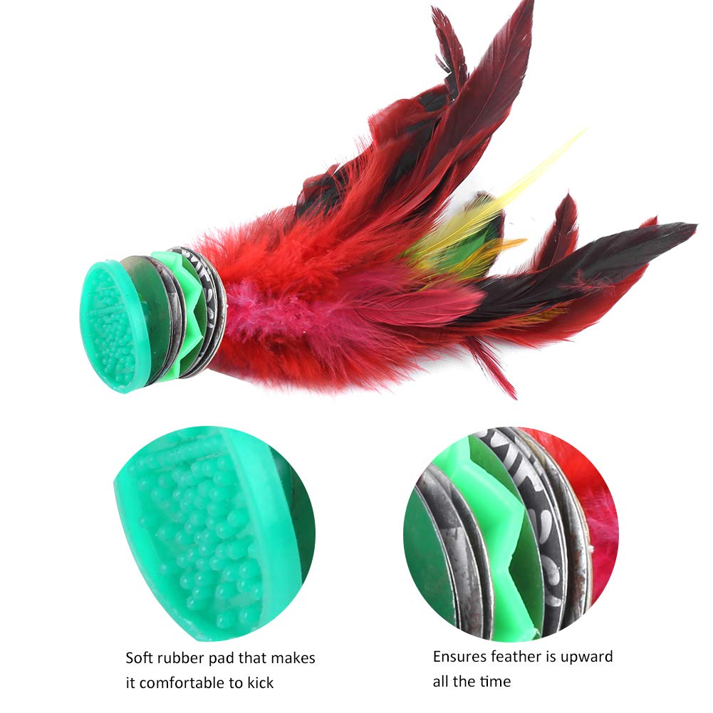 LAIONTY Chinese Manual Traditional Feather Shuttlecock, Color Kicking Shuttlecock for Foot Exercise