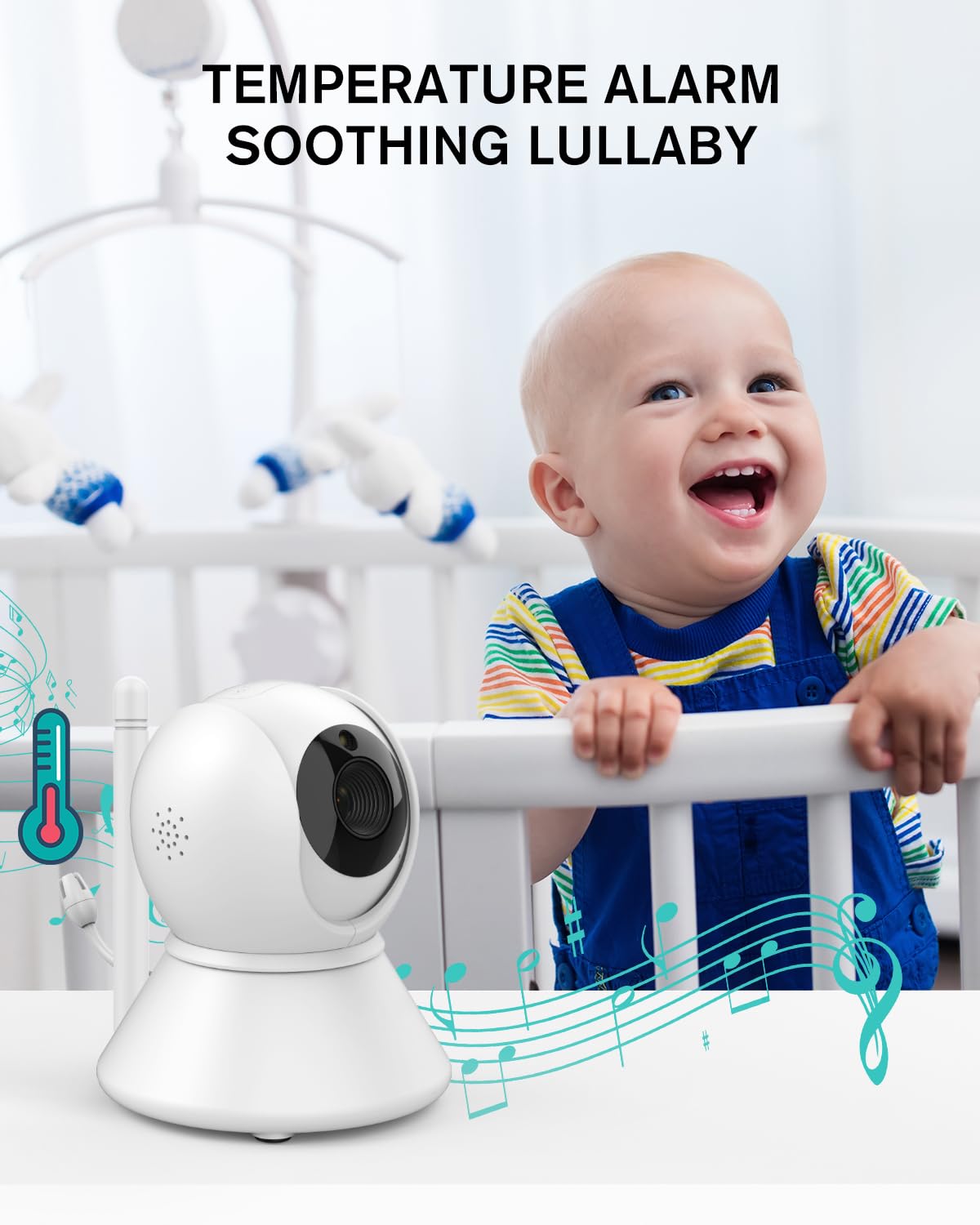 Kidsneed SM935C Baby Monitor with Camera and Audio | Keep Babies Safe with 19 Hour Battery Life, 3.5” Large Screen, Night Vision, Talk Back, Room Temperature, Lullabies, 960ft Range