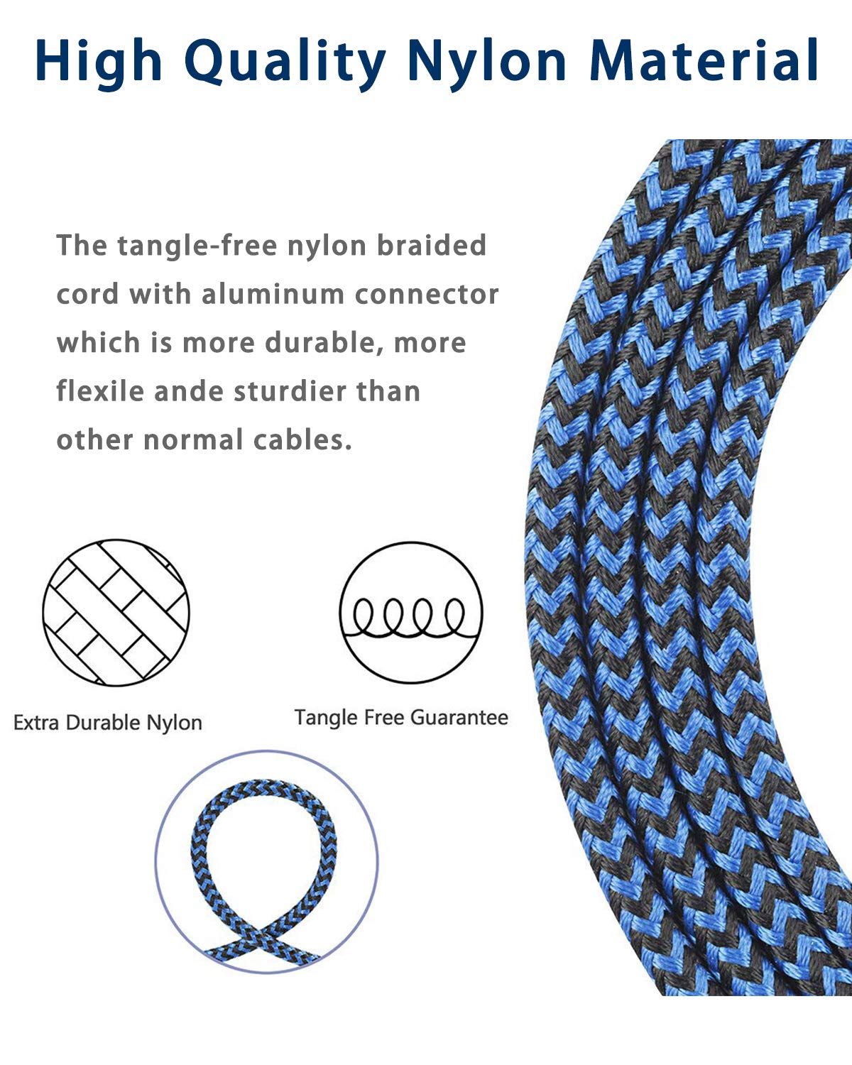 iPhone Charger Cable, MFi Certified Lightning Cable 5 Pack Durable High-Speed iPhone Charger USB A Nylon Braided Cord Compatible with iPhone (ROYAL BLUE)