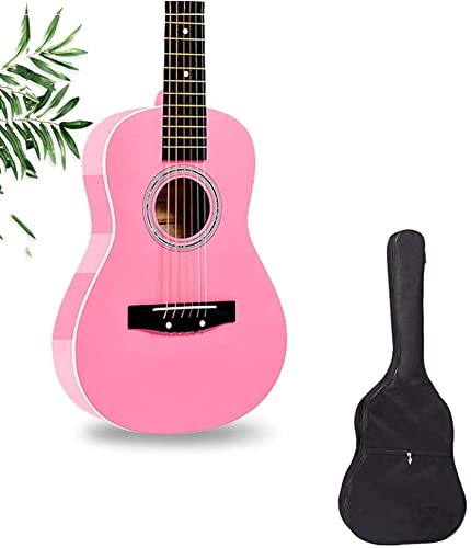 MUWIZ Guitar Kit, String Instrument Electronic Guitar Acoustic Guitar Travel Guitar Beginner Novice Practice Rock Performance with Backpack Waterproof (Color : Pink, Size : Long-73cm)