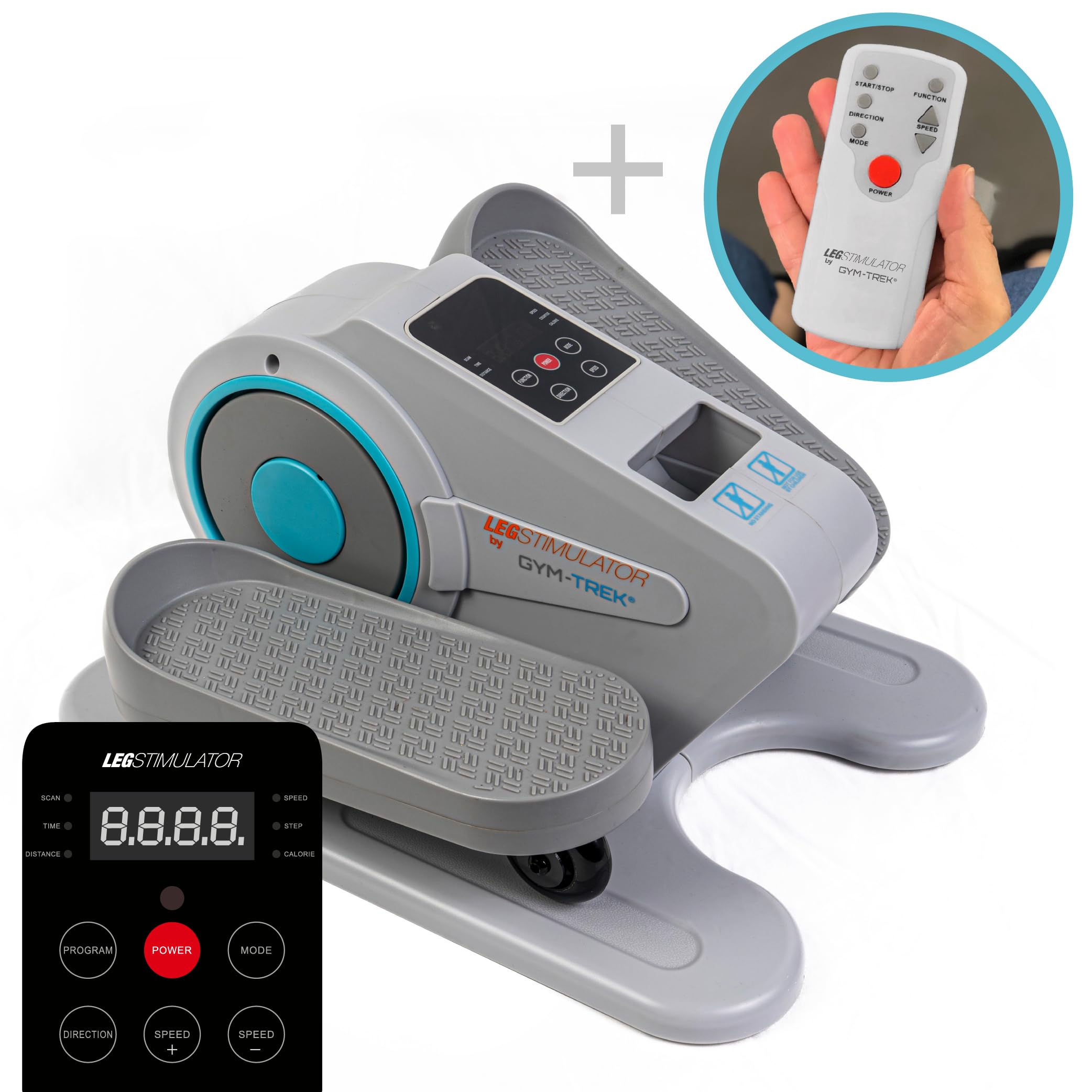 LegStimulator Seated Under Desk Elliptical Electric Machine w Remote Control Portable Trainer Pedal Exerciser LCD Monitor Compact Trainer for Home & Office Gym
