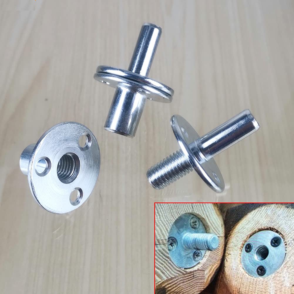 lasenersm 2 Pieces Cold Rolled Steel M12 Bed Post Connector Bed Column Bedpost Connector Screw-in T-Nut Bedpost Connector Screw Butt Nut for Furniture Hardware Fittings