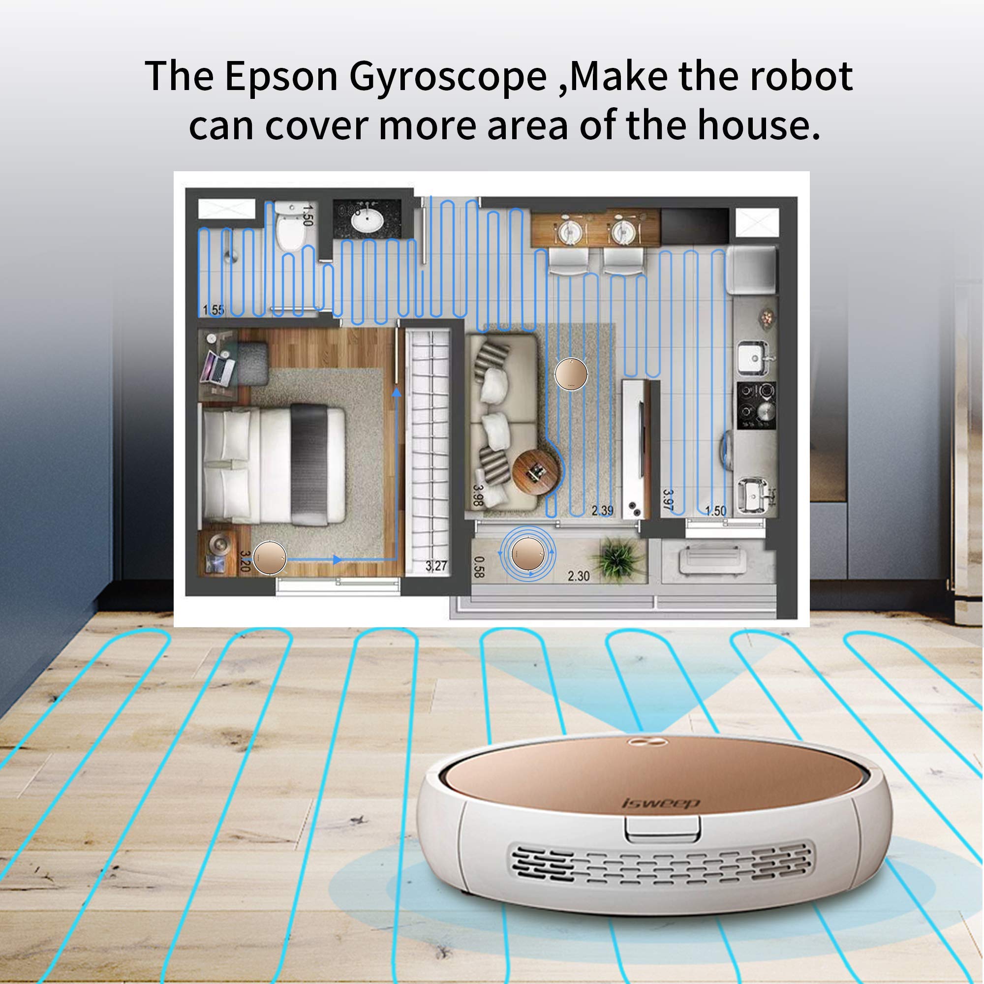 ISWEEP X3 2 in 1 Robot Vacuum Cleaner and mop,1800Pa Strong Suction,App Control,Automatic Self-Charging,Robotic Vacuum Carpet and Hard Floor Cleaning