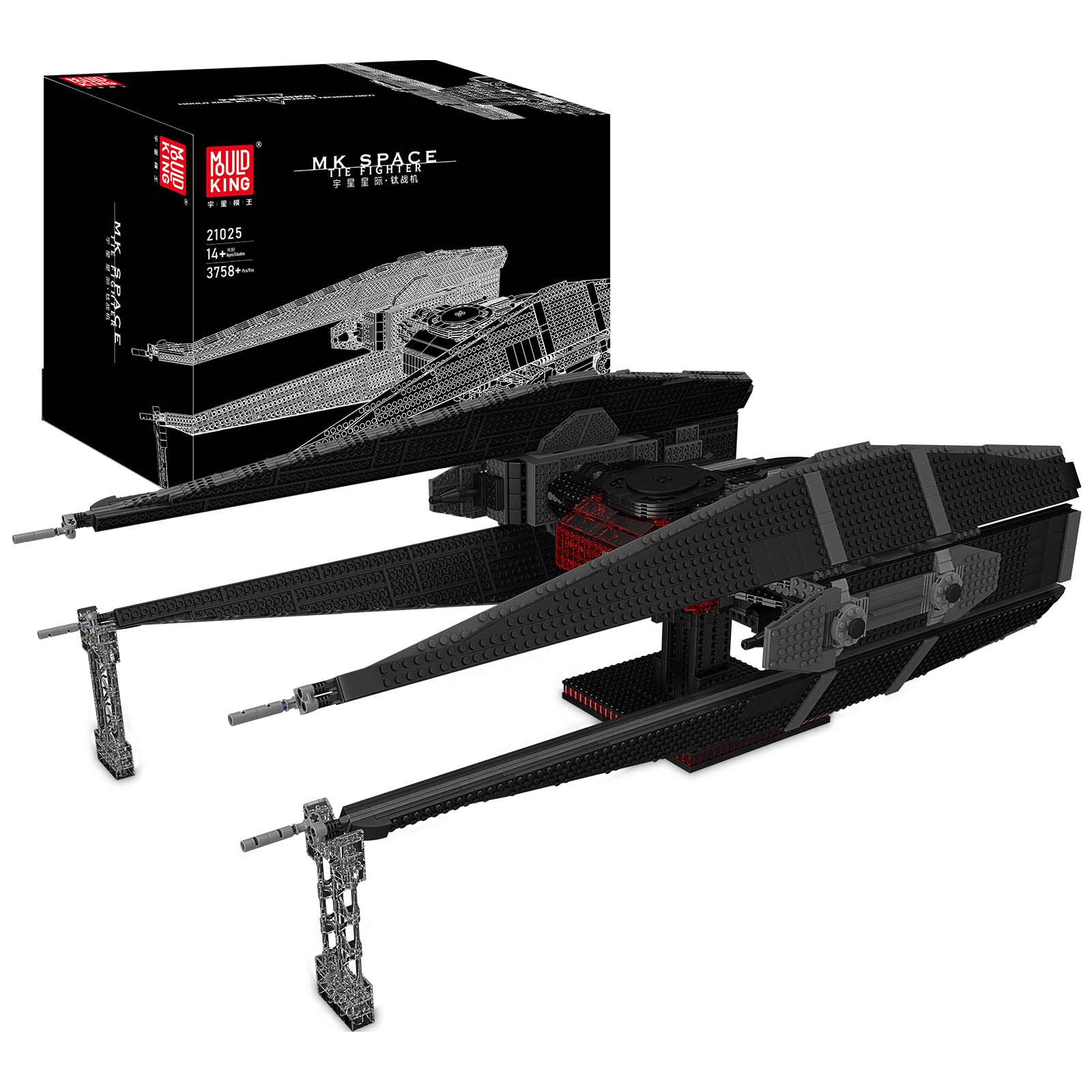 Mould King 21025 Star Plan :UCS Tie Figther Toy Galaxy Empire Interstellar Building Blocks MOC Starship Command Shuttle Space Superiority Fighter Upsilon-Class Defense Kit Adult Gift Set (3758+ PCS)