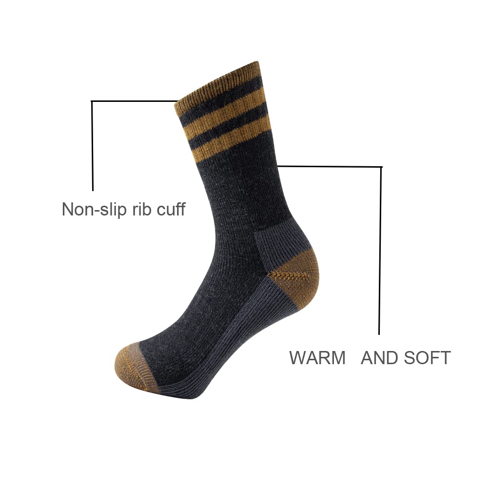 LTYRR Wool Socks for Men 70% Merino Warm Thermal Boot Socks Breathable 1Pairs Yellow and black