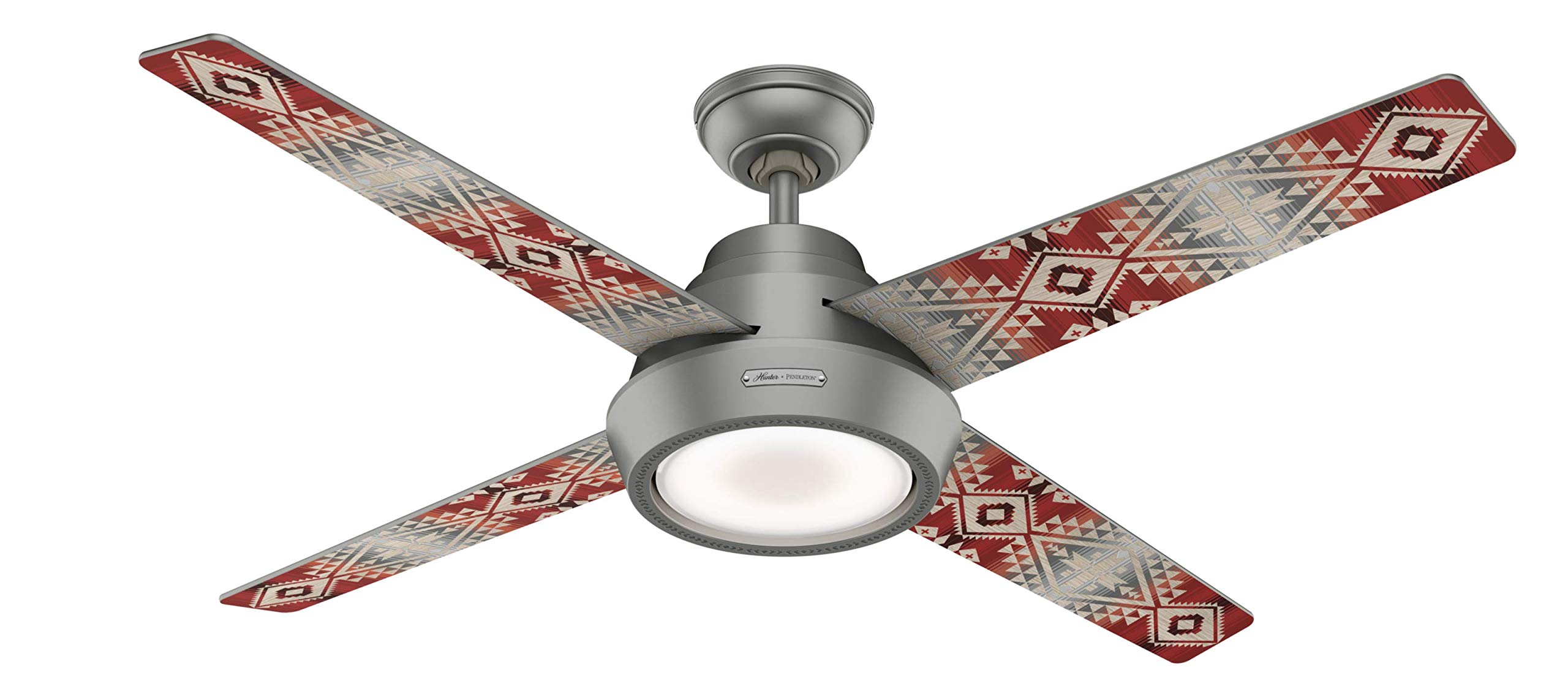 Hunter Canyonlands Indoor Ceiling Fan with LED Light and Remote Control, 54", Matte Silver