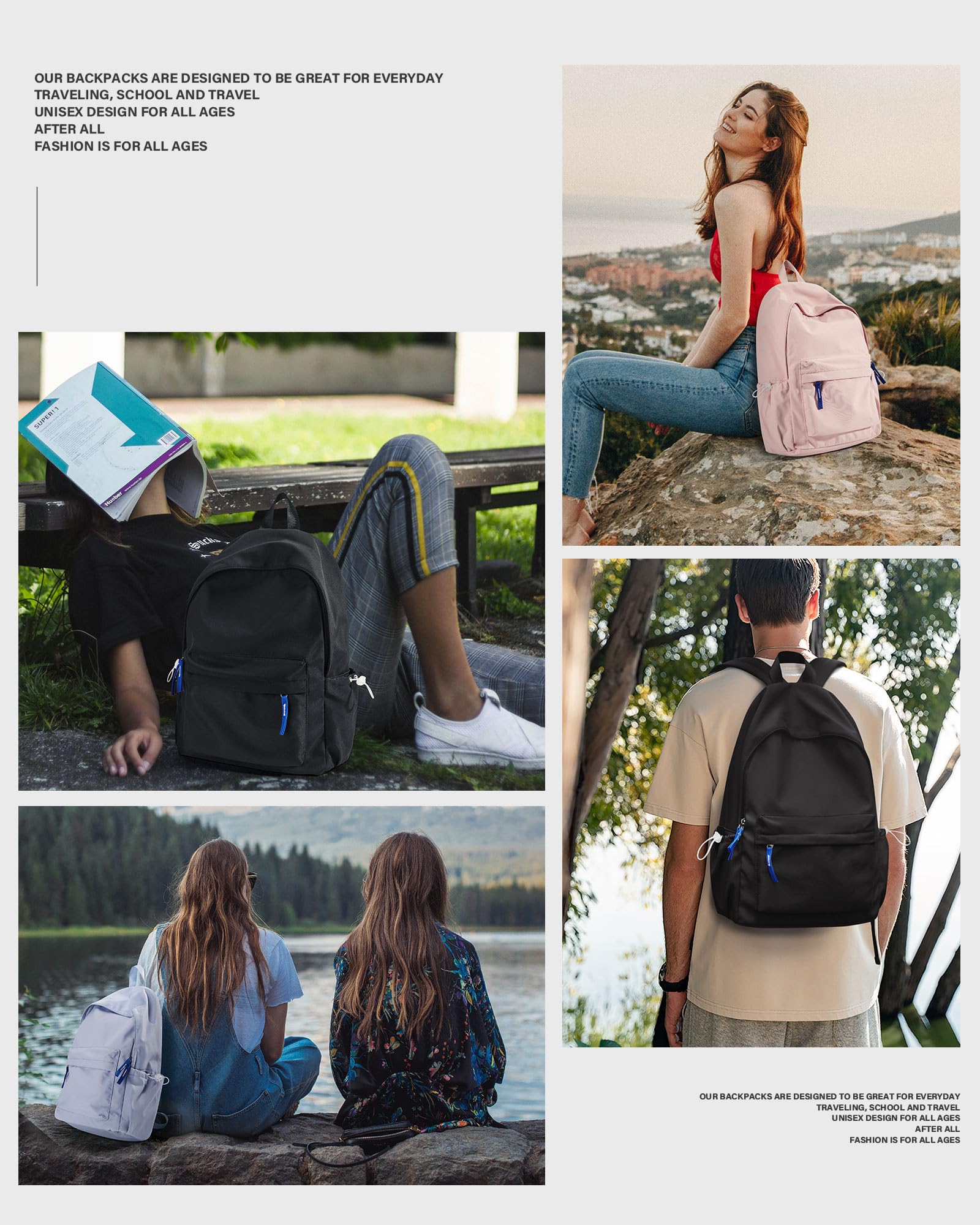 kibachev Blue Casual Daypack Backpack Simple Backpack College Backpack for Women Carry On Backpack