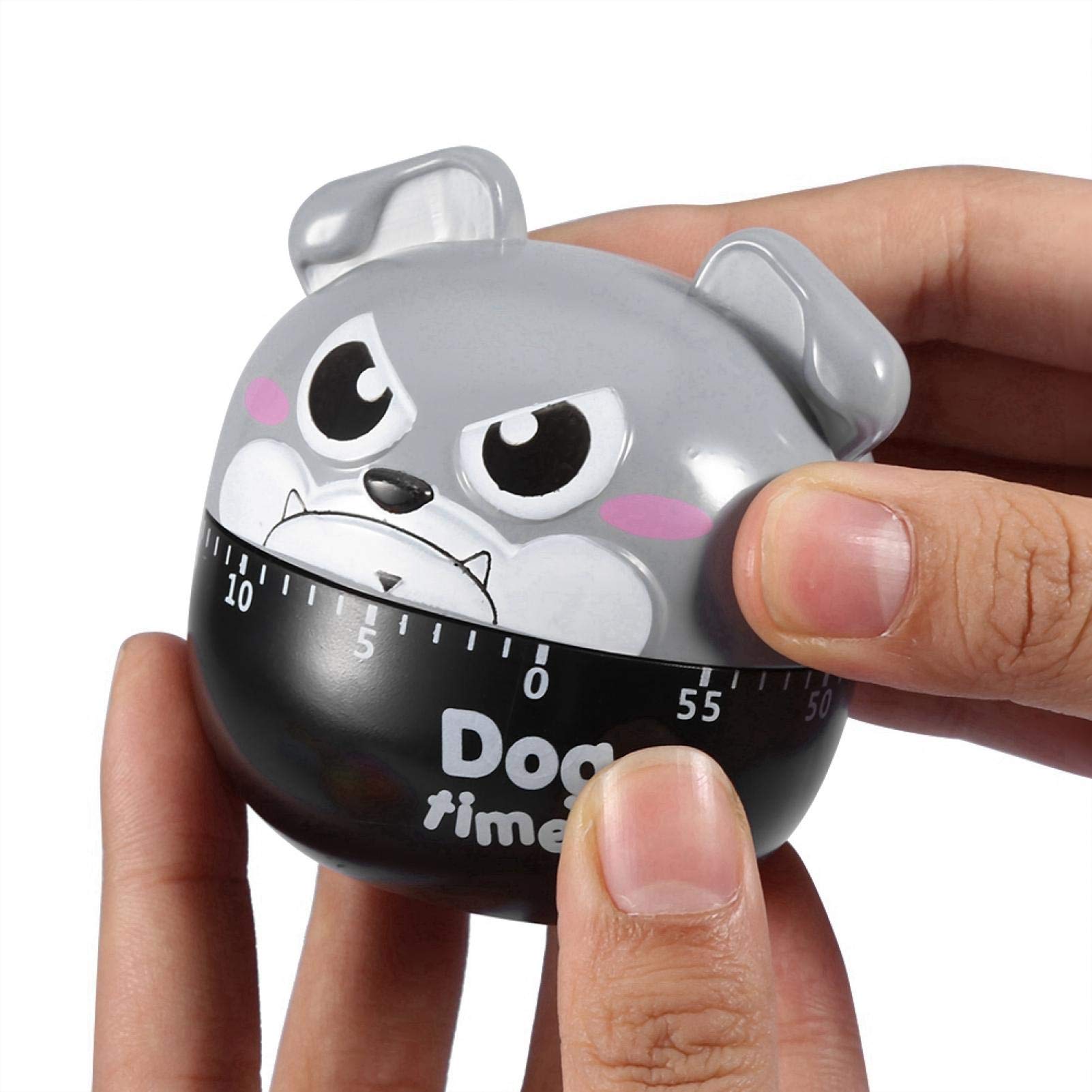 Mechanical Kitchen Timer, Cute Dog Manual Counters, Reminder Tool for Home Cooking, Attractive and Durable(grey)