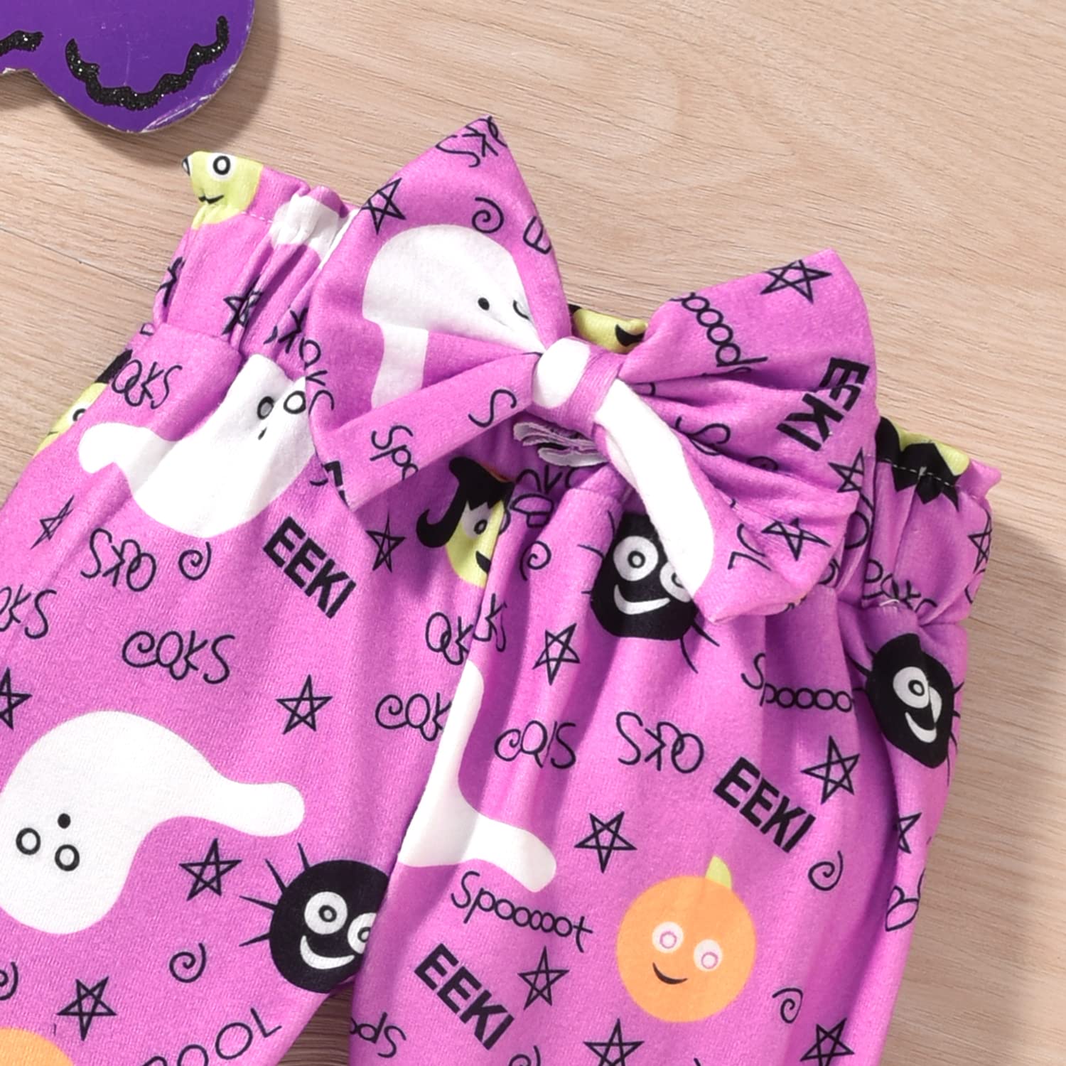 HINTINA Infant Baby Girl My First Boo Halloween Outfits Pumpkin Ghost Bodysuit Clothes Set 3-6 Months
