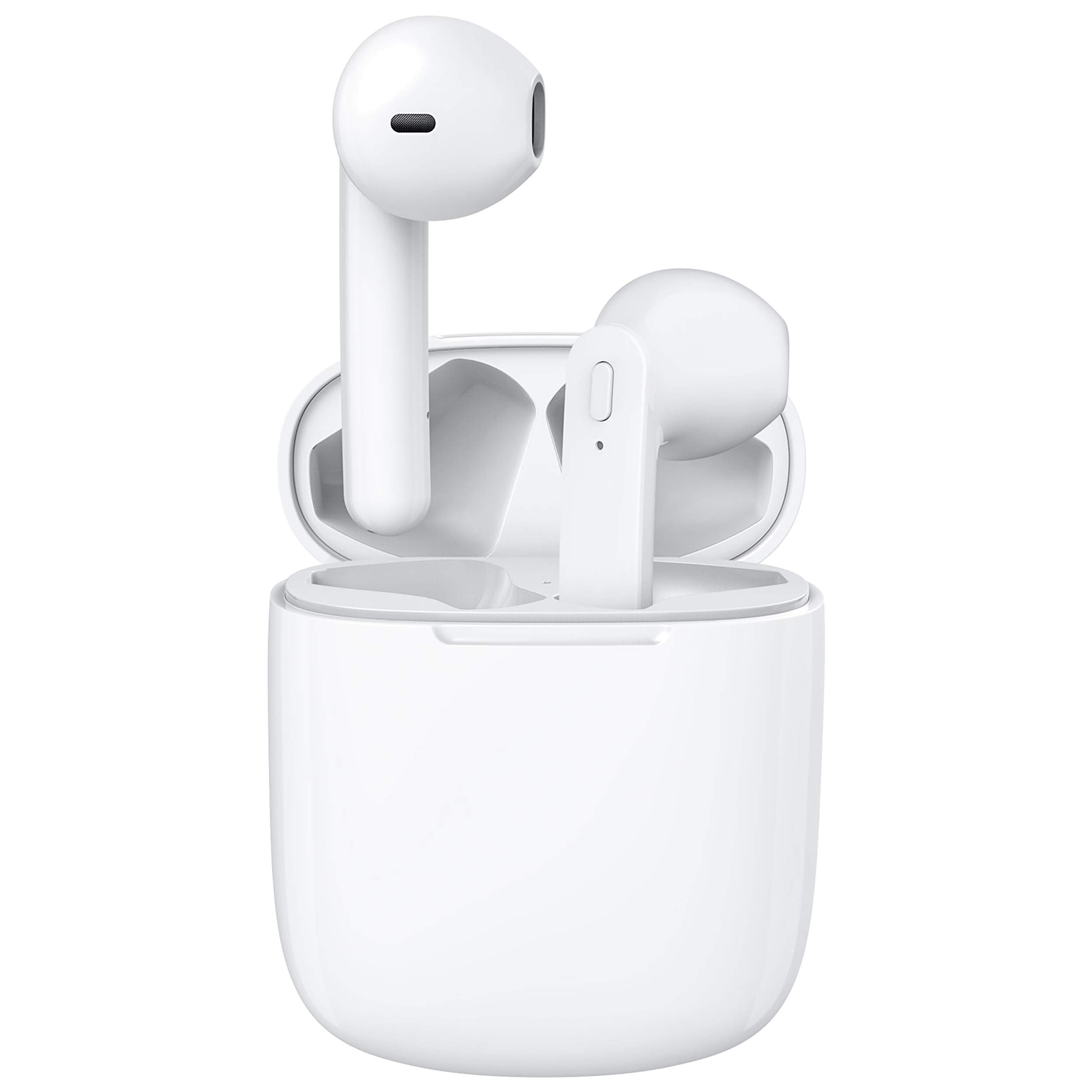 Lasuney True Wireless Earbuds, Waterproof Bluetooth Earbuds, 35Hrs Cyclic Playtime Headphones with Charging Case and mic for iPhone Android, in-Ear Stereo Earphones Headset for Sport White