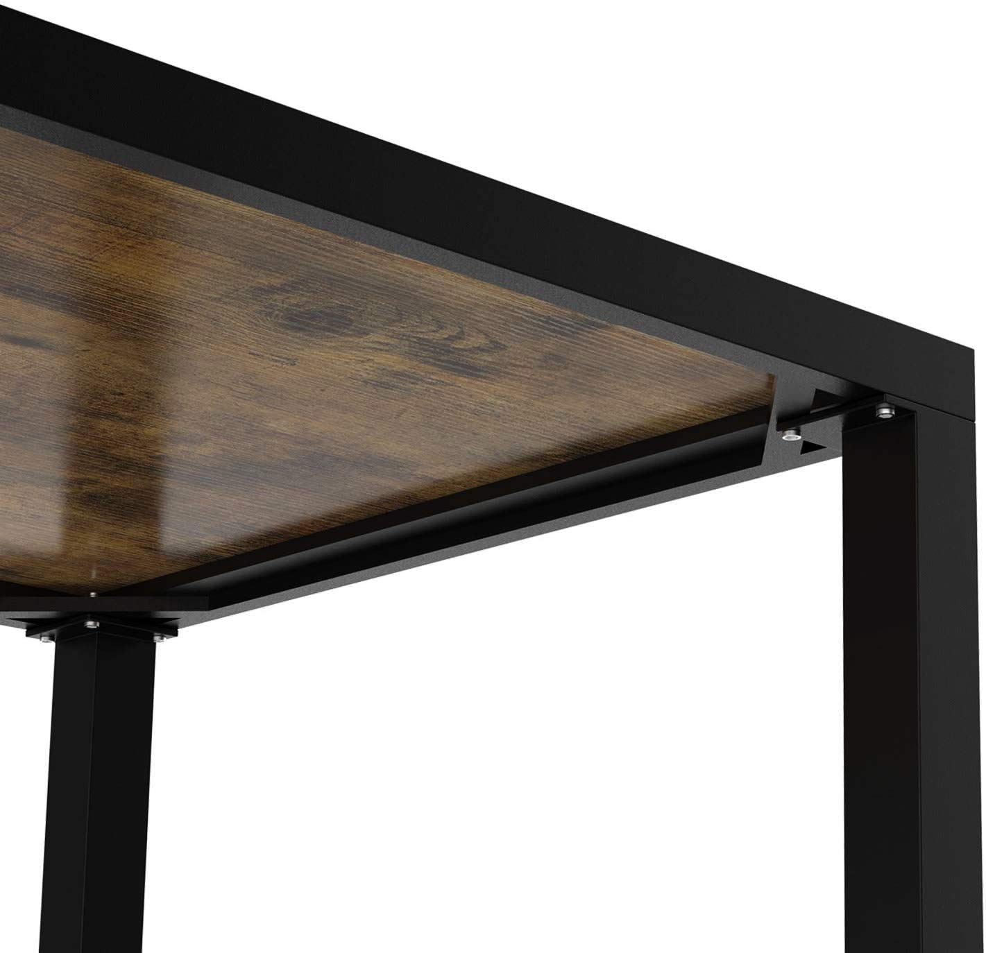 IRONCK Industrial Dining Table, Rectangular Dinner Table Top with Metal Edges, Kitchen Table for Home Office Furniture for Living Room, Dining Room,Vintage Brown