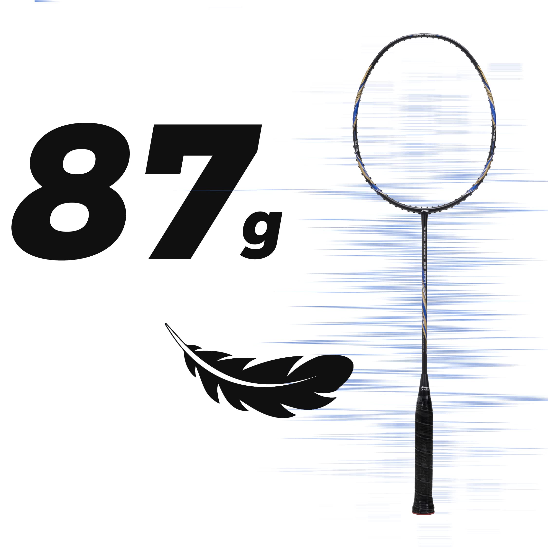 Li-Ning Carbon Fibre Super Series 900 Strung Badminton Racket with Full Cover (84 Grams, Black/Blue)