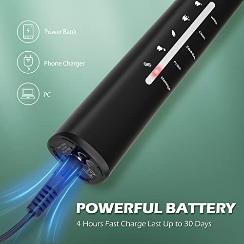 PHIPRIME Electric Toothbrush for Adults, 8 Brush Heads Sonic Electric Toothbrushes, 40000 VPM Deep Clean, 5 Modes Rechargeable Toothbrushes, 3 Hours Charge Last 30 Days (Black)