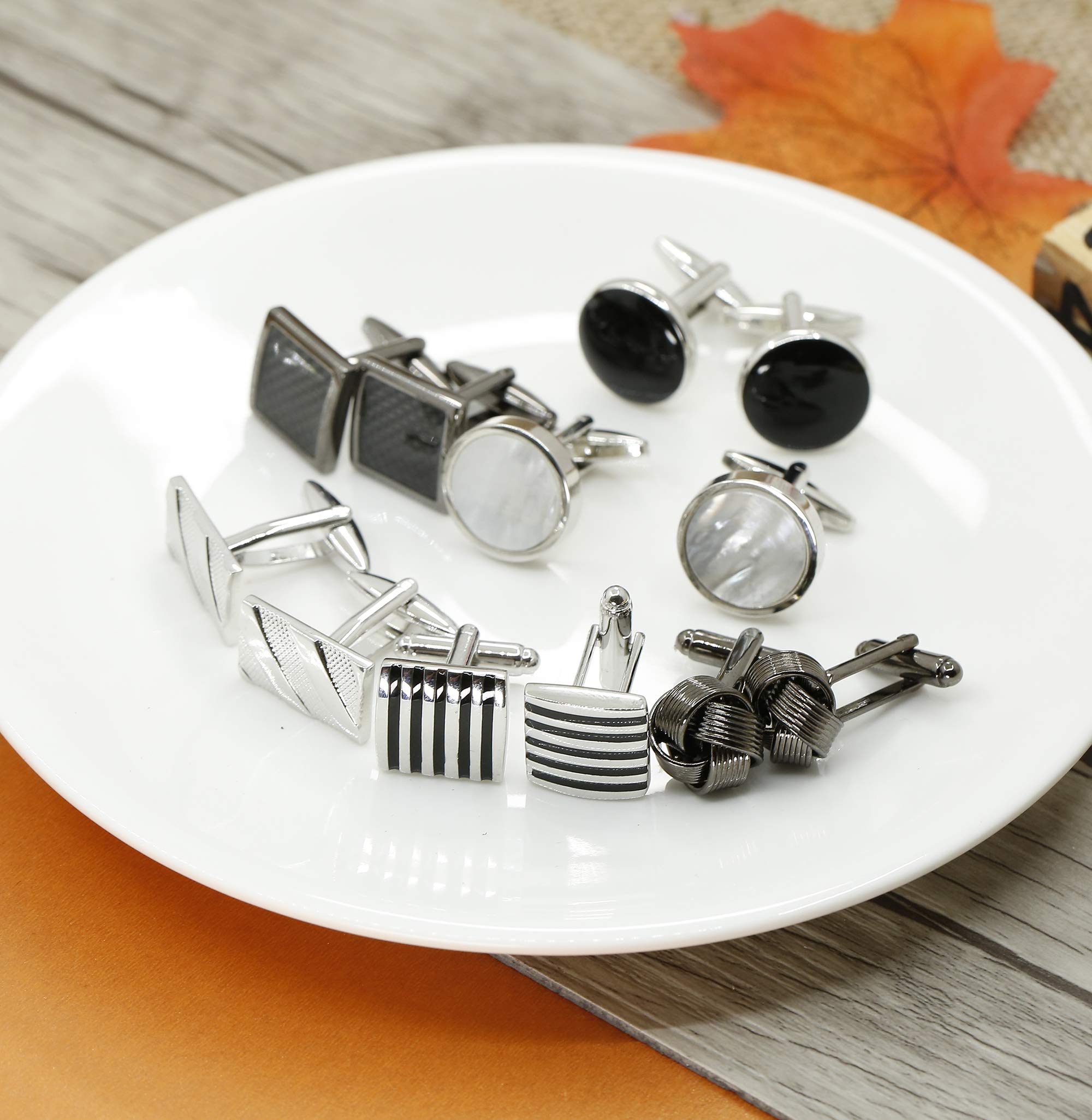 Jstyle 6Pairs Classic Cufflinks Set for Men Wedding Bussiness Cufflink Shirts Mens Jewelry With Gift Box
