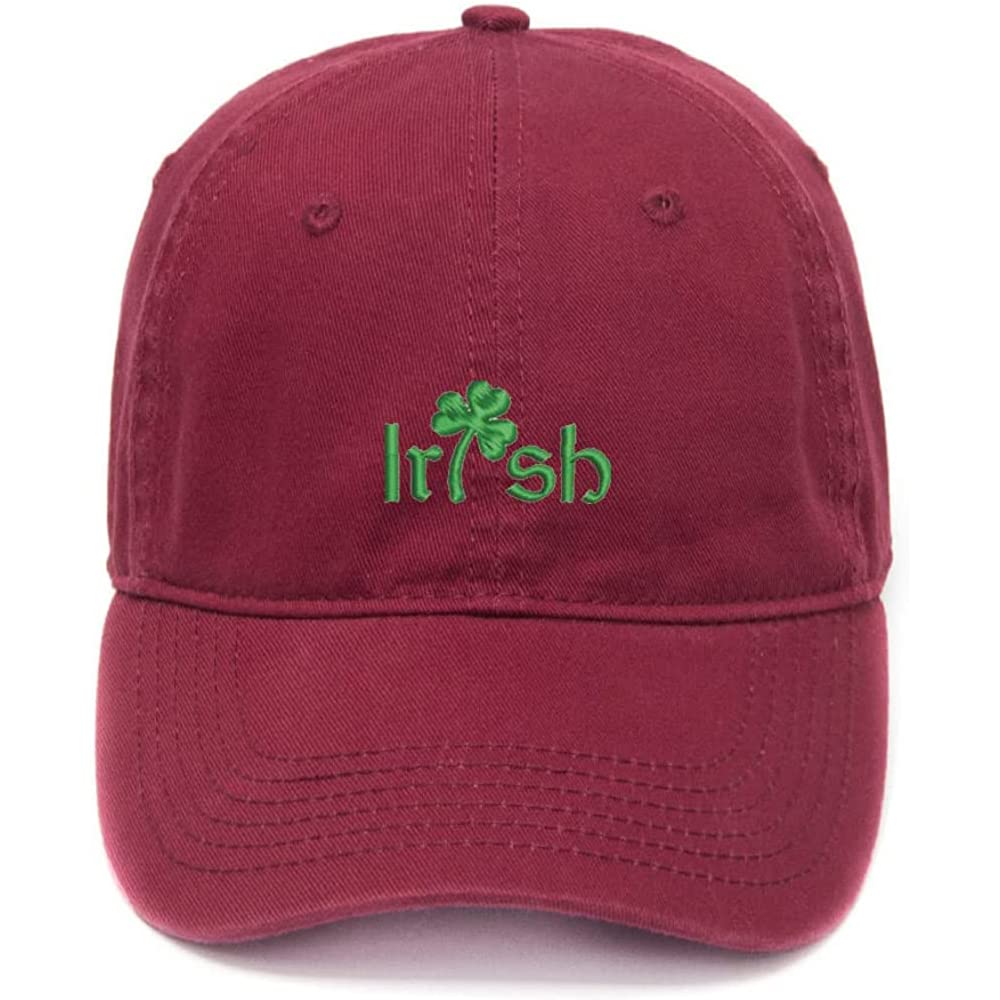 Lyprerazy Men's Baseball Cap Irish Shamrock Embroidery Hat Cotton Embroidered Casual Baseball Caps (Garnet,7)