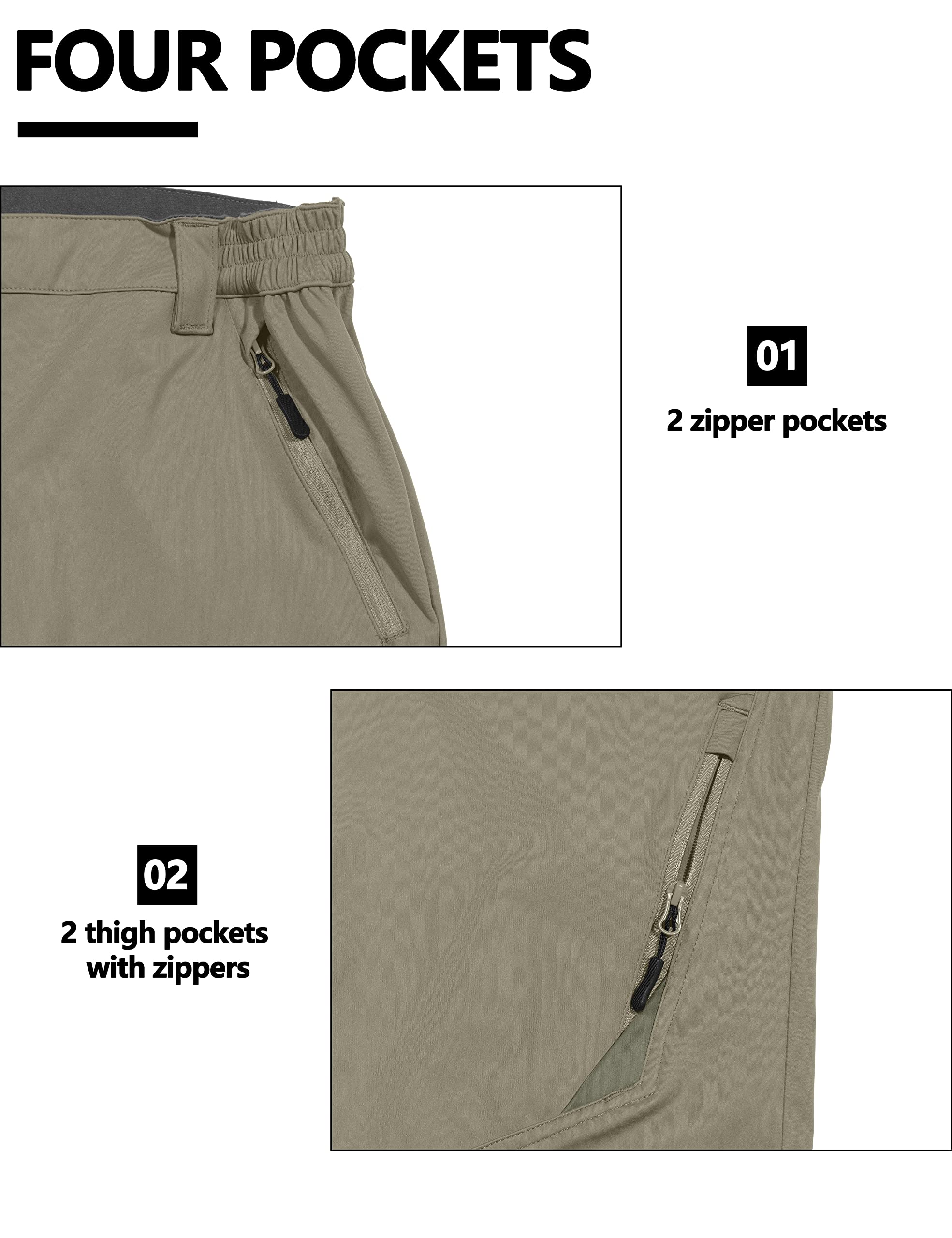 Little Donkey Andy Women's Softshell Hiking Golf Pants Quick Dry Lightweight Outdoor Athletic Four Zipper Pockets Olive Green Large