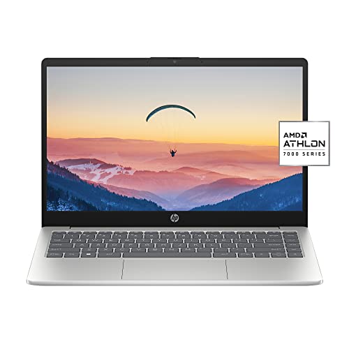 HP 14 inch Laptop, HD Display, AMD Athlon Gold 7220U, 4 GB RAM, 128 GB SSD, AMD Radeon Graphics, Windows 11 Home in S Mode, 14-em0010nr (2023),Silver