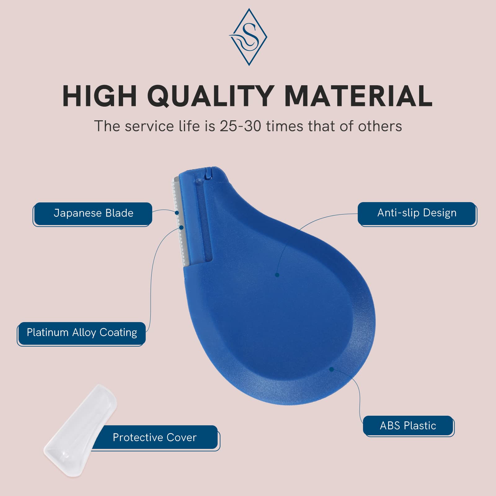 Multipurpose Dermaplaning Tool for Face, Blue Eyebrow Razor with Precision Cover, Trimmer Shaver Eyebrow Shaver Bikini Hair Removers Shavers, Compact Size Face Razors for Women, 5 Pcs