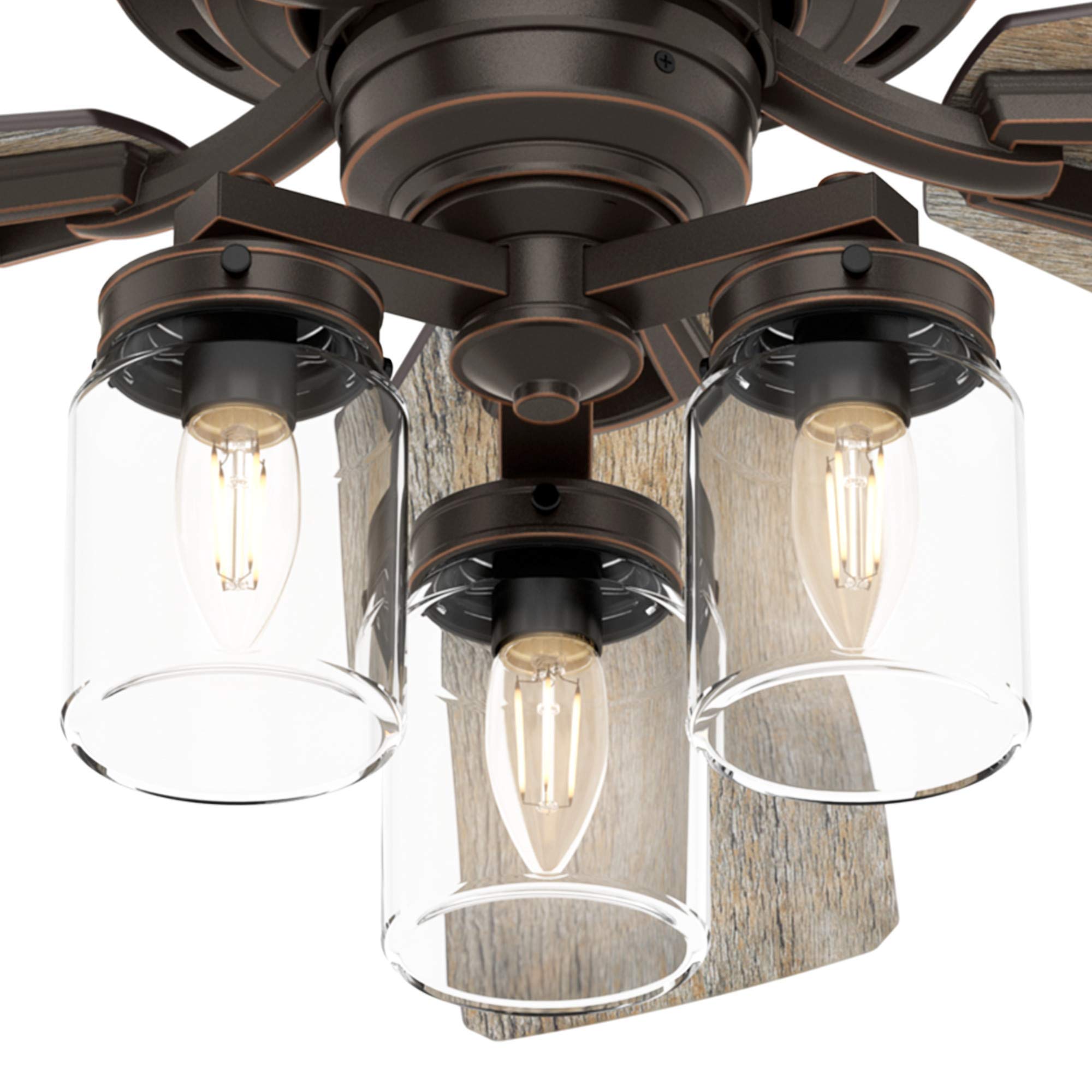 Hunter Fan 52 inch Casual Onyx Bengal Indoor Ceiling Fan with Light Kit and Remote Control (Renewed)