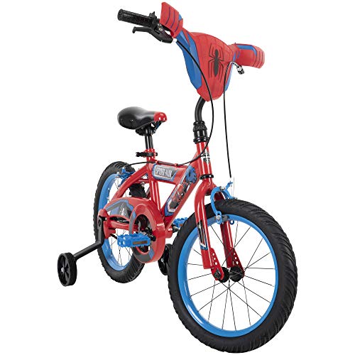 Huffy Marvel Spider-Man 12” Kid’s Bike with Training Wheels, Quick Connect Assembly, Red