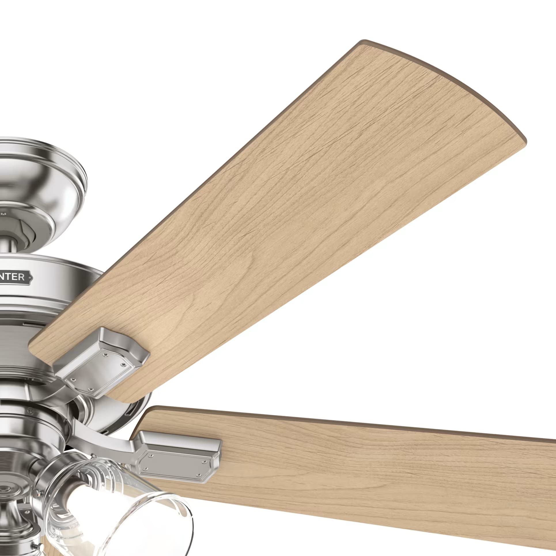 Hunter Fan 52 Inch Casual Brushed Nickel Finish Indoor Ceiling Fan With LED Light Kit and Remote Control (Renewed)