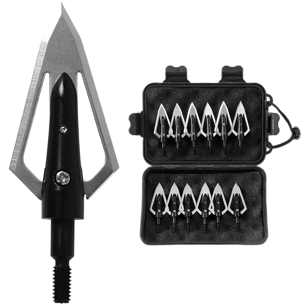 KY-MOCRIS Hunting Arrowhead Cutting Blade Archery Broadhead Traditional Crossbow Compound Bow Arrowhead (Black)