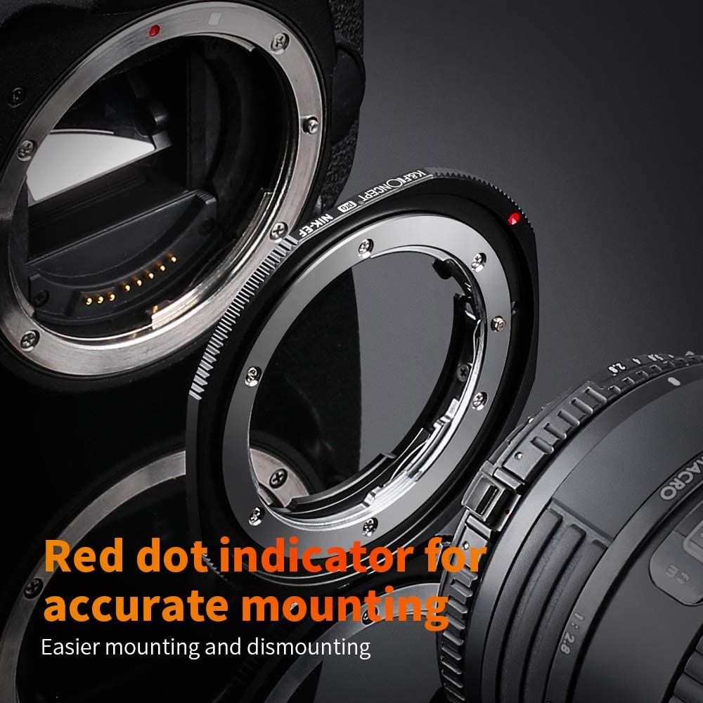 K&F Concept Updated NIK to EOS Adapter, Manual Lens Mount Adapter for Nikon F/AI Mount Lens and Canon EOS EF EF-S Mount Camera
